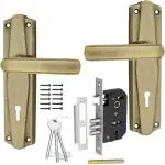 Buy Buckler Iron, Brass, Steel Gold, Black 7 Inch Mortise Handle Set, Double Turn 65Mm Bullet ...
