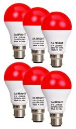 Buy 3A BRIGHT 9W B22 Round Color LED Bulb (RED, Pack of 6) Online at ...