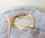 Buy LamJum Gold Brass, Glass Nordic Style Geometric Octagon Mirror Base ...