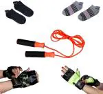 Buy Unitrim Multicolor Skipping Rope, Handgloves And Socks Combo (Combo ...