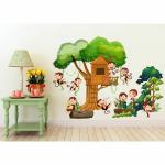 Buy Wallzone Multicolor Vinyl, Pvc Kids Monkey Tree Removable Sticker ...