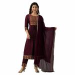 Buy CKM Women Violet Yoke Design Kurta with Trousers With Dupatta ...