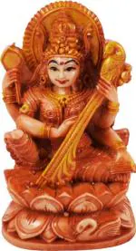 Buy Real Craft Orange Ceramic Maa Saraswati Statue Lord Study Devi Idol Decorative Online at ...