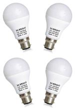 Buy 3A BRIGHT B22 9 Watt Silver White Round LED Bulb, Combo Pack of 4 ...