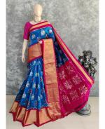 Buy Vikas Handlooms Pochampally ikat pattu silk kaddi border allover ...