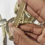 Buy LACESNMORE Dupatta Golden Lace Border moti Piping for Dresses ...