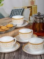 Buy Cello Opalware Divine Coffee /Tea Cup Saucer Set (Set of 6pcs Cup & 6pcs Saucer) 160ml ...