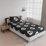 Buy LABHAM 180TC 100% Cotton Abstract SINGLE BED 224cmx150cm 1 Bedsheet & 1 Pillow Covers Black ...
