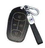 Buy JVCV Tata Nexon and Harrier Black Leather Lychee Pattern Key Cover ...