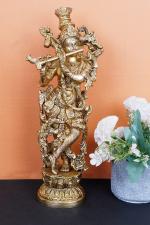 Buy ARTVARKO Decorative Brass Lord Murli Manohar Krishna Statue - 14 ...