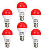 Buy 3A BRIGHT 9-Watt B22 Red Color LED Bulb, Pack of 6 Online at Best ...