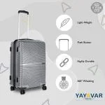 Buy YAYAVAR BERLIN 65cm Metallic Silver Polycarbonate Cabin Size Hard Luggage Online at Best ...