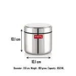 Buy HAZEL Stainless Steel Mini Container Heavy Gauge Premium Airtight Dabbi Dabba Set of 2, 650 ...
