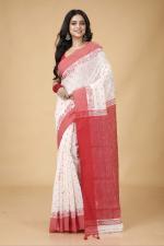 Buy Oishani Saree Ghor Saree For Women Woven Traditional Cotton Silk Red White Handloom Saree ...