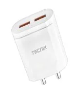 Buy Tecnix 28 W 2 A Multiport Mobile 2.4 AMP 2 USB CHARGER Charger with Detachable Cable (White ...