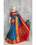Vikas Handlooms Pochampally ikat pattu silk tissue border with checks ...