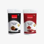 Buy Mummaas Black Pepper (Mari) and Red Chilli Lal Mirch Powder, Kali ...