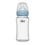 Buy Chicco Well-Being Glass Feeding Bottle (240ml, Medium Flow) (Blue) Online at Best Prices in ...