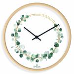 Buy B SQUARE Eucalyptus Wreath theme Wood Wall Clock for Living Room ...