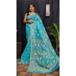 Buy Biswas Handloom Woven Sea Green Pan Pata Dhakai Jamdani Saree Online at Best Prices in India ...
