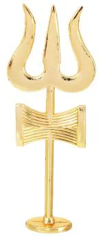 Buy Kesar Zems Golden Metal Trishakti Trishul with Damru Online at Best ...
