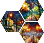 Buy saf MODERN ART SET OF 3 HEXAGON UV COATED DIGITAL REPRINT PAINTING ...