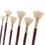 Buy FRKB Natural Hog Hair Fan Brush Set of 6 Pieces Painting Brush Set ...