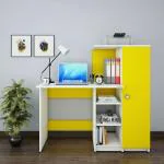 Buy Woodbuzz Marvel Study Table (Yellow & Frosty White) Online at Best ...