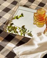 Buy LamJum Gold Brass, Glass Square Silver Mirror Base Vanity Makeup ...