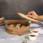 Buy Ireka Homes Mango Wood & Enamel Chapati Box for Kitchen with Lid ...