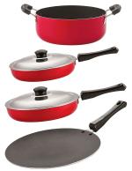 Buy Nirlon 4 pcs of Red, Black Kitchen Pot and Pans Cookware Combo Set ...