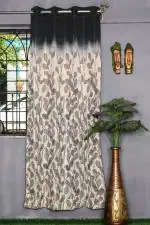 Buy Parda Online Grey Floral Jacquard and Polyester Eyelet Art Window ...