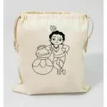 Buy Handmakers White Canvas Drawstring Bags For Return Gifts Krishna ...