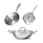 Buy Bergner Silver Stainless Steel 5Piece Cookware Set, Saucepan with ...