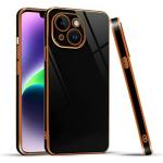 Buy Mr. Case Iphone 14 Plus Black Silicone 6D Gold Plated Frame Back ...