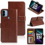 Buy Slugabed Vintage Leather Finish Flip Cover for Poco C50, Poco C51 ...