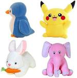 Buy Saubhagye Multicolor Pikachu, Rabbit, Appu Elephant, Penguin Soft ...