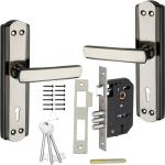 Buy Buckler Iron, Brass Black, Silver 7 Inch Mortise Handle With 65Mm Bullet Lock Set Online at ...