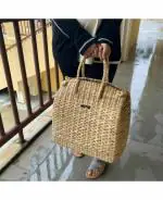 Buy Saanjh Water Hyacinth, Kauna Grass Craft Kauna Wicker Shopping ...