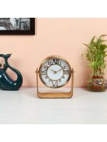 Buy DMD Genuine Tan Leather Table clock By De Maison Decor (6.5x3.5x8 ...