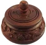 Buy PINK SKY Sheesham Wood Round Hand Carved Sindoor Box Decorative ...
