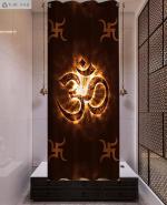 Buy VJK FAB 3D Digital Printed Heavy Fabric Om & Swastik Design Curtains for Pooja Room, Temple ...