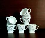 Buy MOODY PANDA Triskele Print Modern White Pyala Ceramic Tea Cups for ...