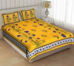 Buy Sugun Floral Yellow Cotton Double Bedsheet (220 x 238 cm) Online at ...