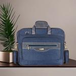 Buy LOREM Blue & Grey Color Linen fabric 28L Messenger Bag | Fits up to 15.6 inch Laptop ...