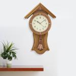 Buy eCraftIndia Round White Dial Almond Pendulum Plastic Wall Clock ...