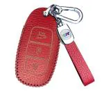 Buy JVCV Hyundai New Verna Red Faux Leather Lychee Patten 3 Button ...