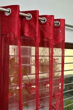 Buy CROOX Floral Design Semi Transparent Premium Red Polyester Net ...