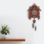 Buy eCraftIndia Brown Wooden Designer Hut-shaped Cuckoo Pendulum Wall ...
