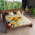 Buy LABHAM 220TC 100% Cotton FLORAL KING SIZE 274cmx224cm 1 Bedsheet & 2 Pillow Covers Orange ...